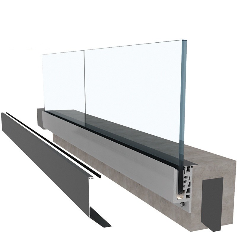 Tempered Glass Aluminium U Channel Profiles For 10mm Glass Railing